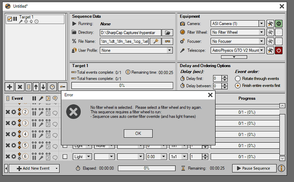 Error - Seq uses Auto Filter Override - Yet No FW in use - Sequence Generator - Main Sequence ...