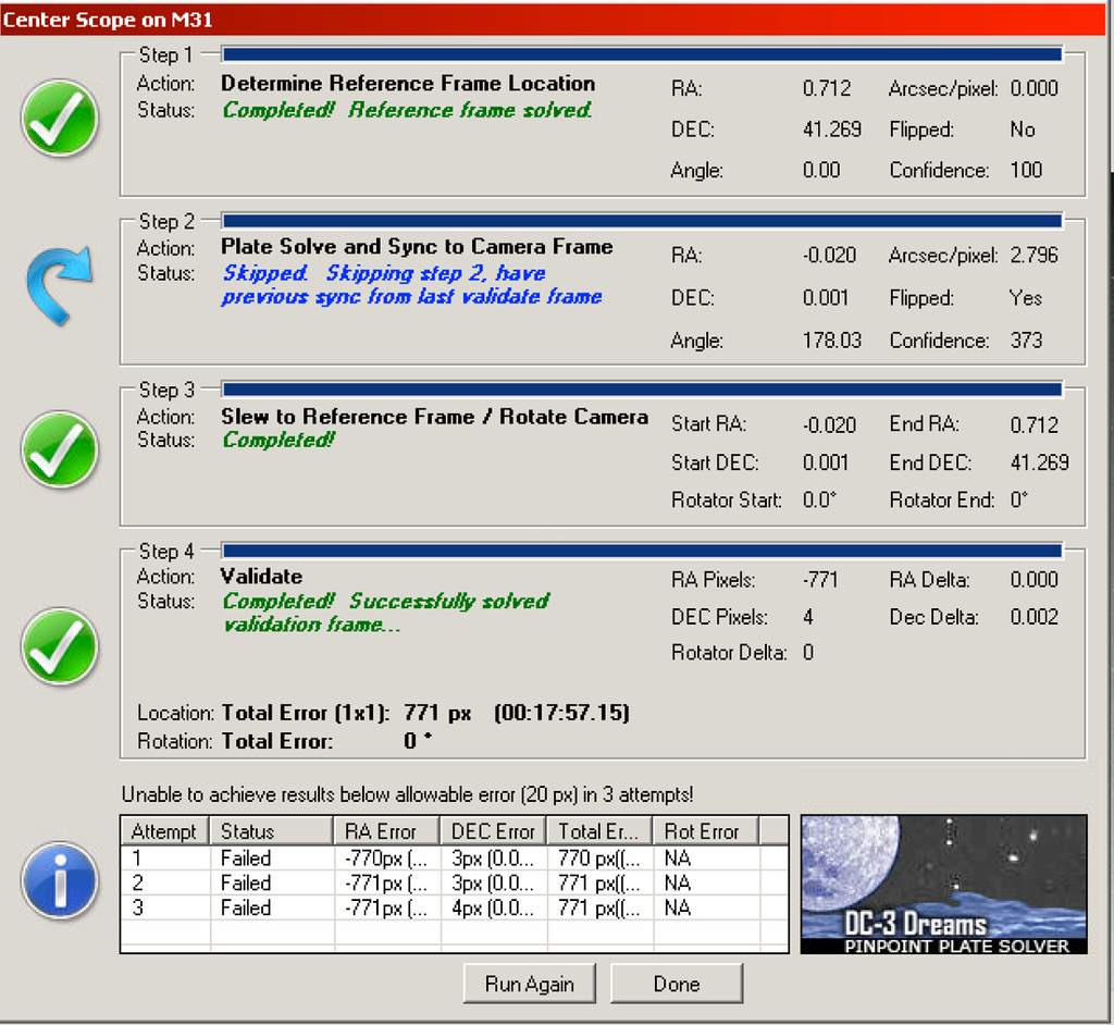 Platesolving not working - Sequence Generator - Main Sequence Software