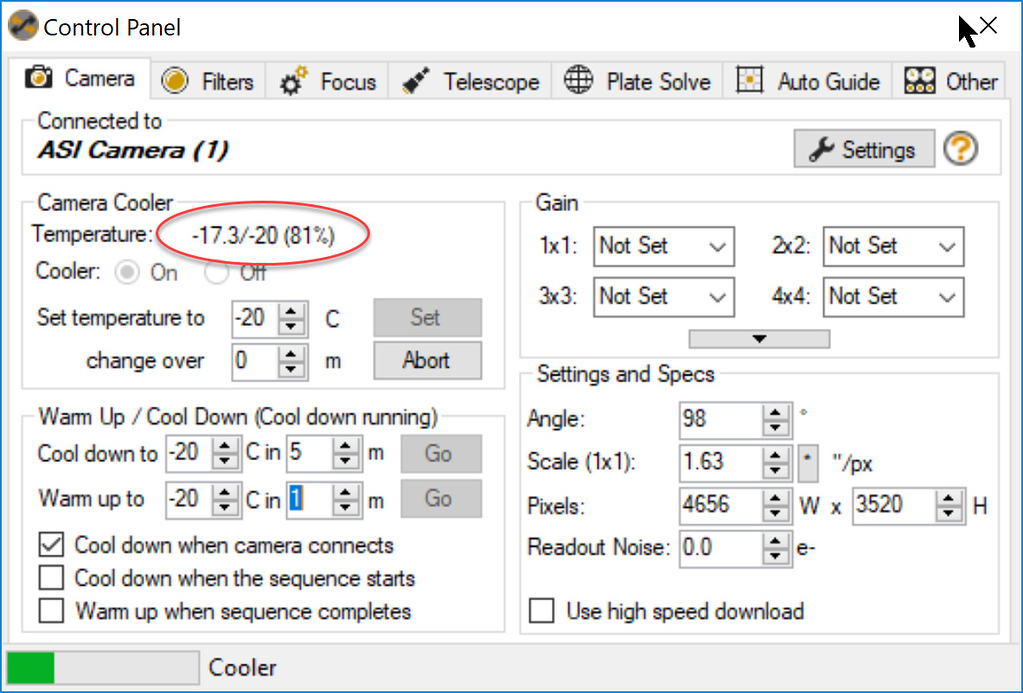 Camera Warming UP Instead of Cooling Down - Equipment Compatibility - Main Sequence Software