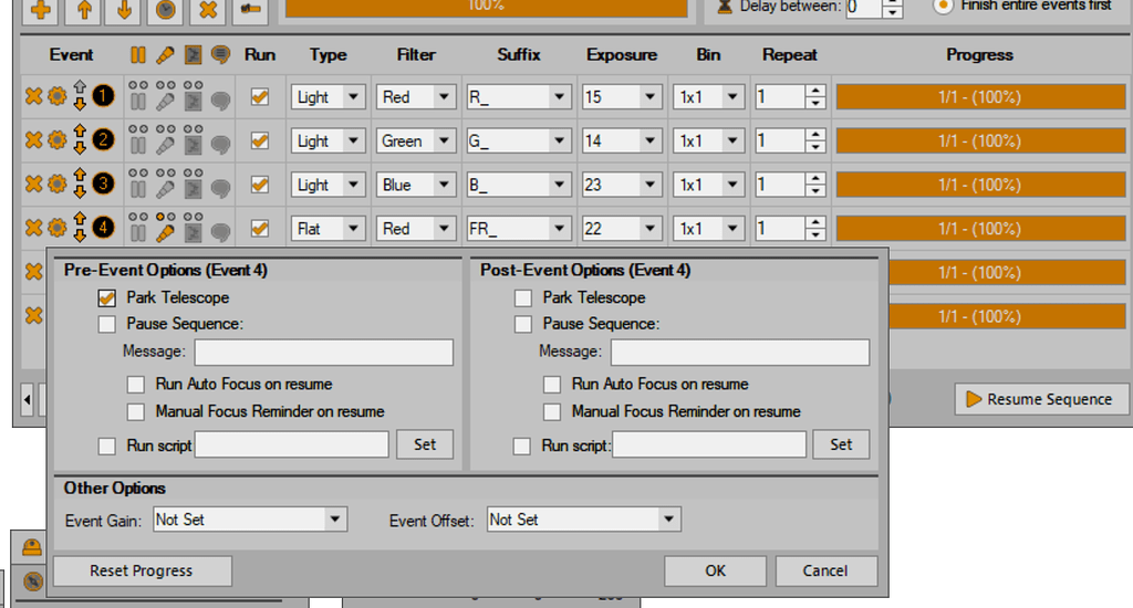 Rotator is moving while taking flats - Sequence Generator - Main Sequence Software