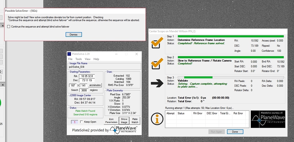 Plate solve won't work in a sequence...... please help! - Plate Solving - Main Sequence Software