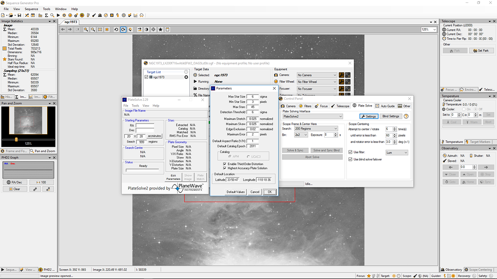 PS2 Parameters - Plate Solving - Main Sequence Software