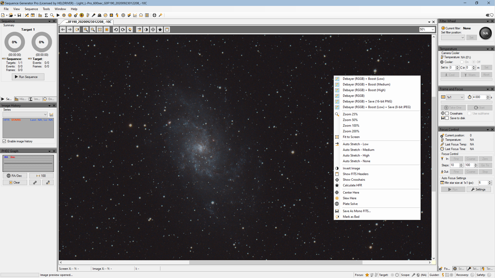 OSC camera and a colored preview (debayer) - Sequence Generator - Main ...