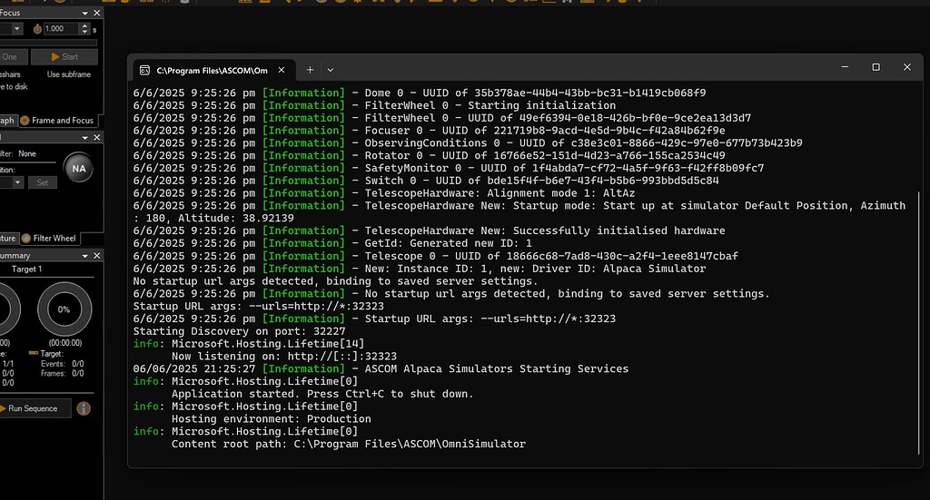ASCOM OmniSimulator - Sequence Generator - Main Sequence Software
