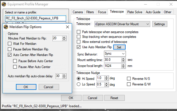 No Meridian Run Option - Sequence Generator - Main Sequence Software